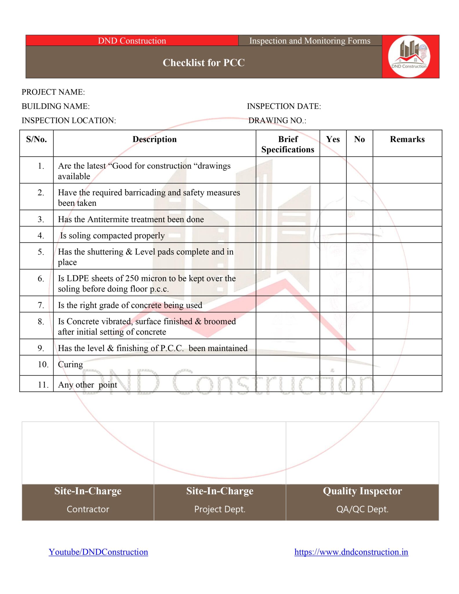 Checklist for Construction Work - eBook - Civil Construct